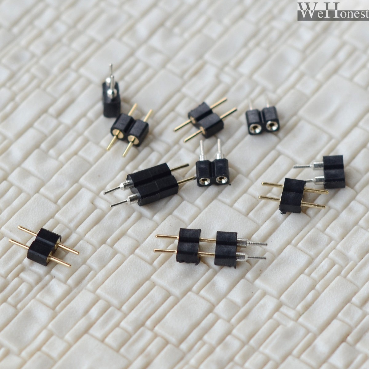 10 pairs 2 Pins mini-plug kits 2.54mm straight connectors round female ...