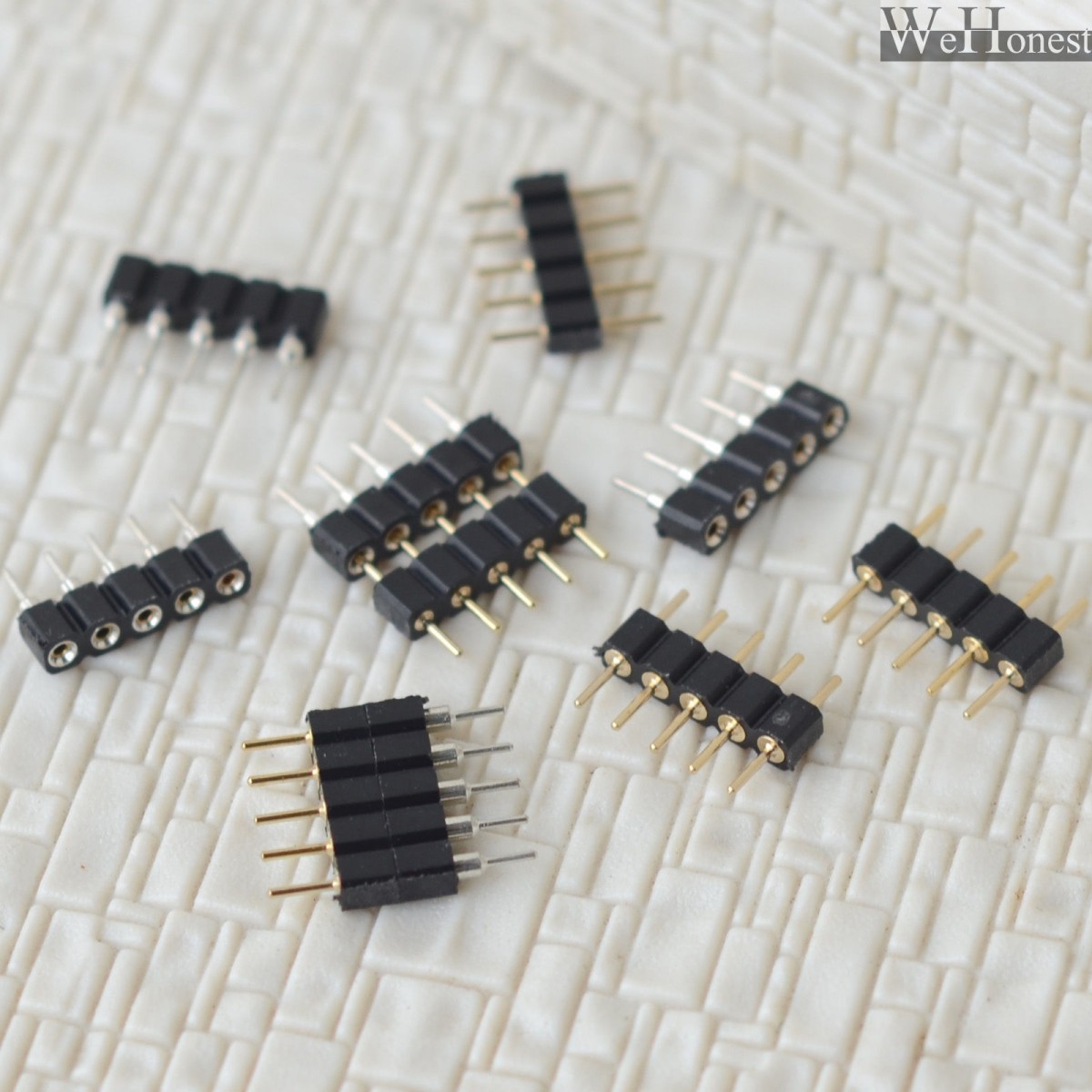 10 pairs 5 Pins mini-plug kits 2.54mm straight connectors round male ...